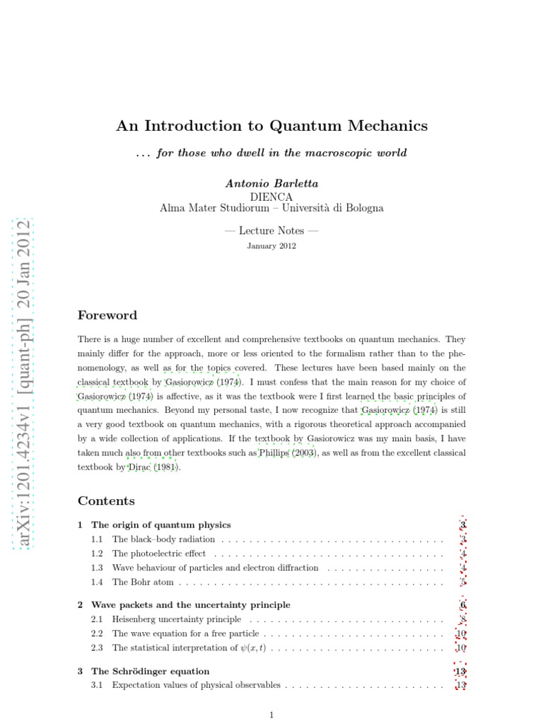 An Intro To Quantum Mechanics | PDF | Business