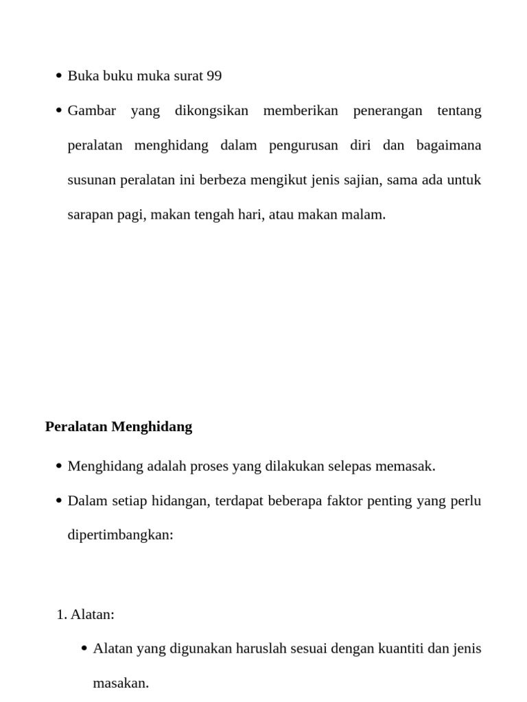 Panduan Peralatan Menghidang Makanan | PDF