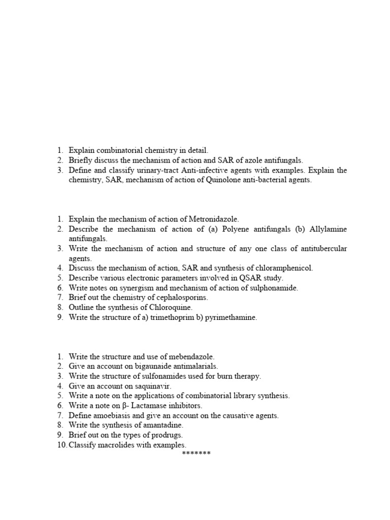 Medicinal Chemistry III - MGR University - Question Paper 2022 March ...