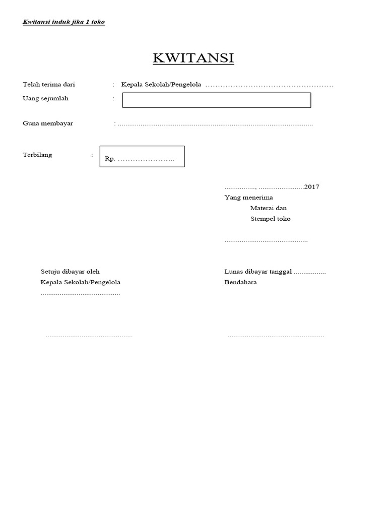 Kwitansi Induk Toko Resmi | PDF