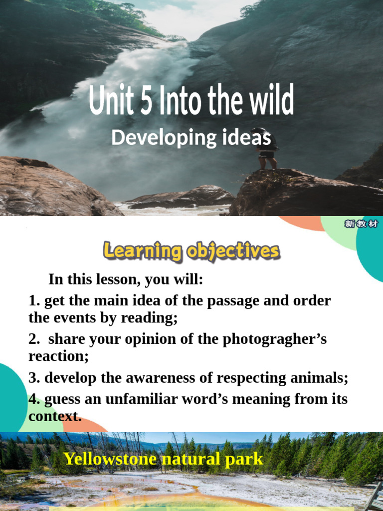 Unit 5 Into the Wild Developing Ideas 课件-高中英语外研版（2019）必修第一册 | PDF