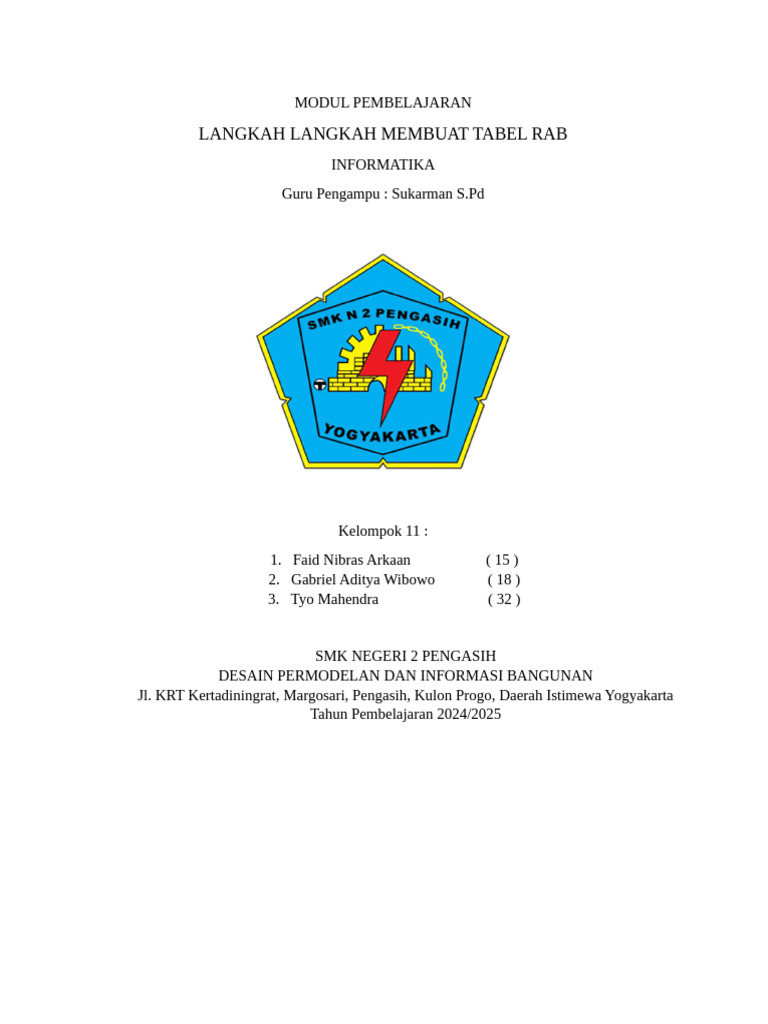 Langkah Langkah Membuat Tabel Rab | PDF