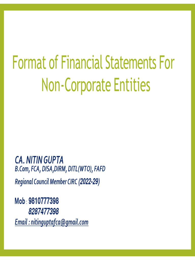 Format of FS For Non Corporate Nitin Gupta Final | PDF | Depreciation ...