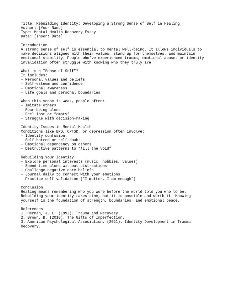 Rebuilding Identity After Self-Hatred | PDF