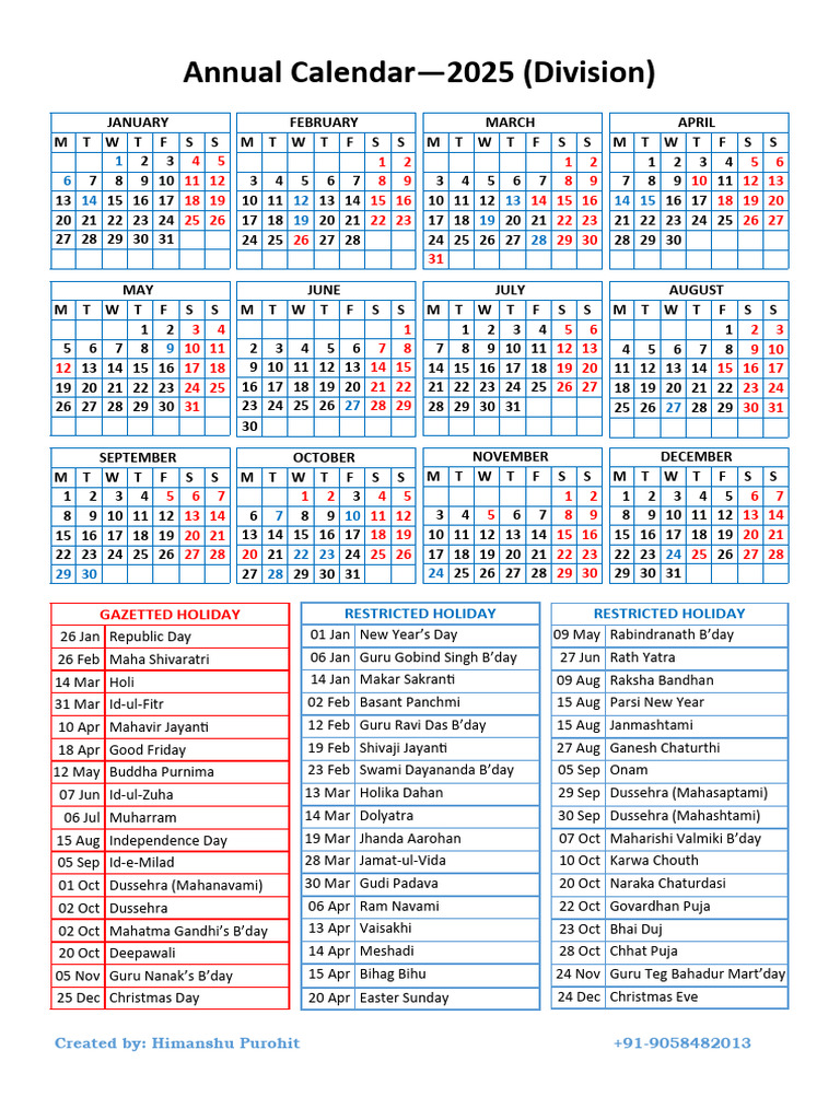 2025 Gazetted and Restricted Holidays | PDF | Religious Holidays | Holidays