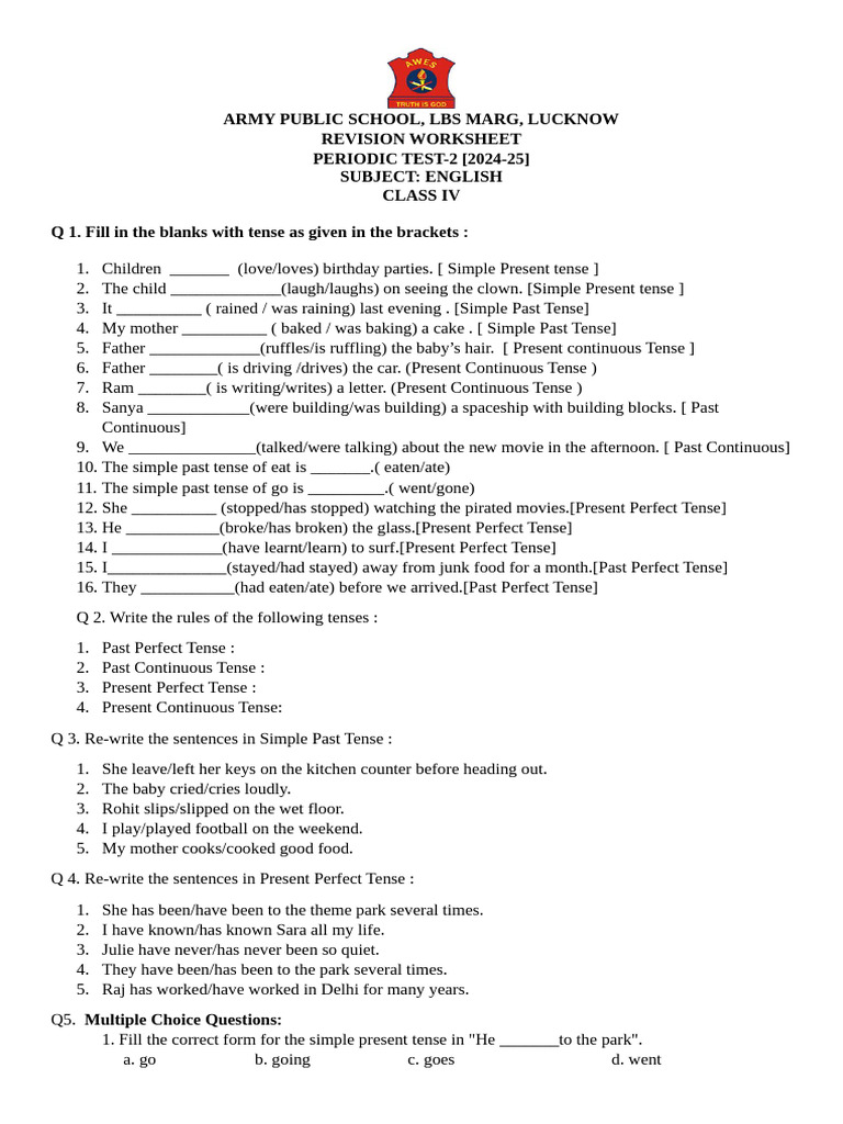 Revision Worksheet of PT 2 | PDF | Grammar