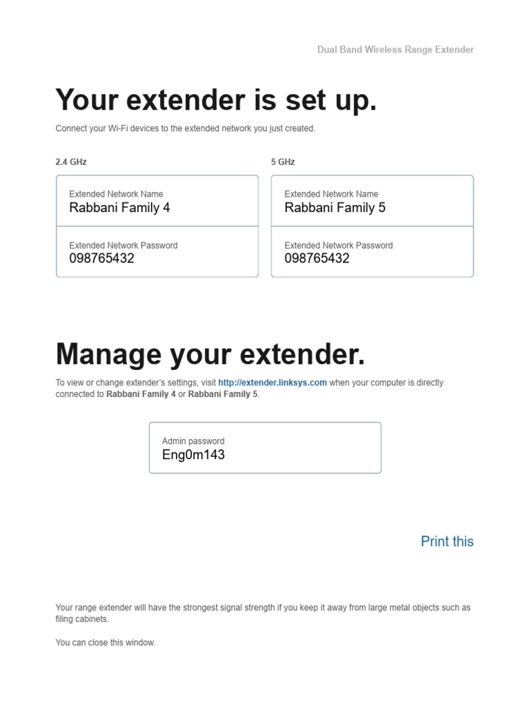 Dual Band Wi-Fi Extender Setup Guide | PDF