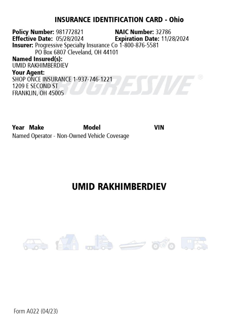 P GR Insurance Id Card Auto | PDF