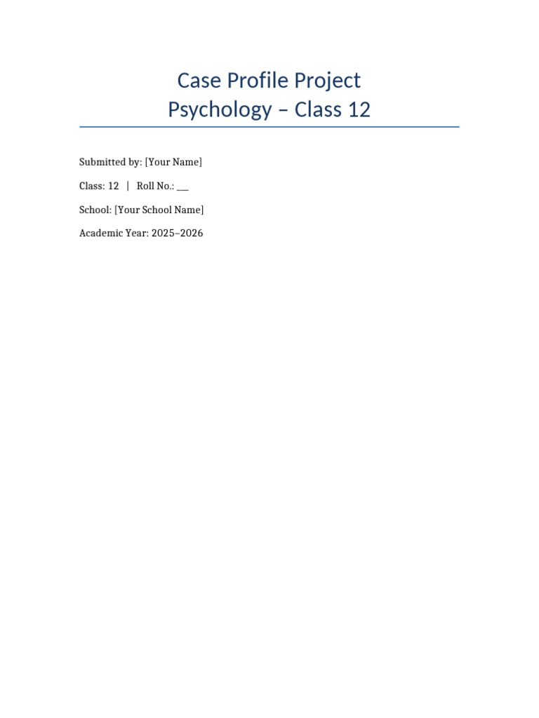 Psychology Case Profile Project | PDF