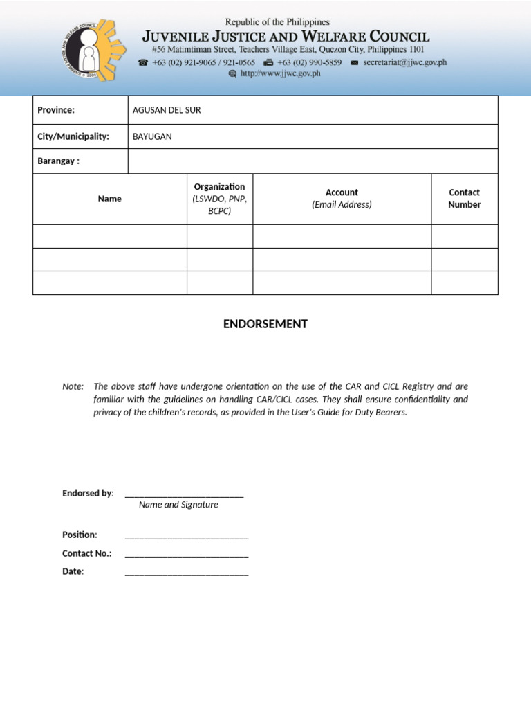 Endorsement TEMPLATE | PDF