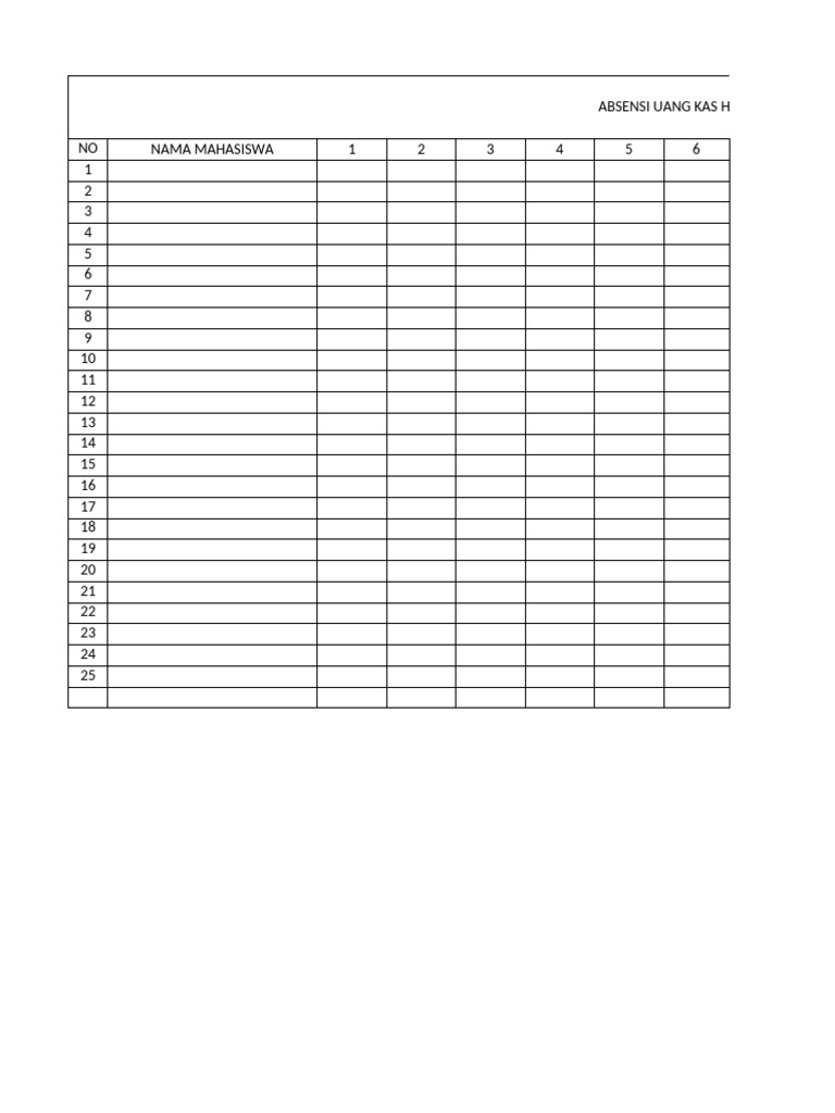 Absen Uang Kas Anak 24 | PDF