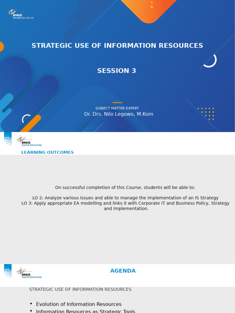 PPT3-S3-R0_Strategic Use of Information Resources | PDF | Strategic Management | Competitive ...