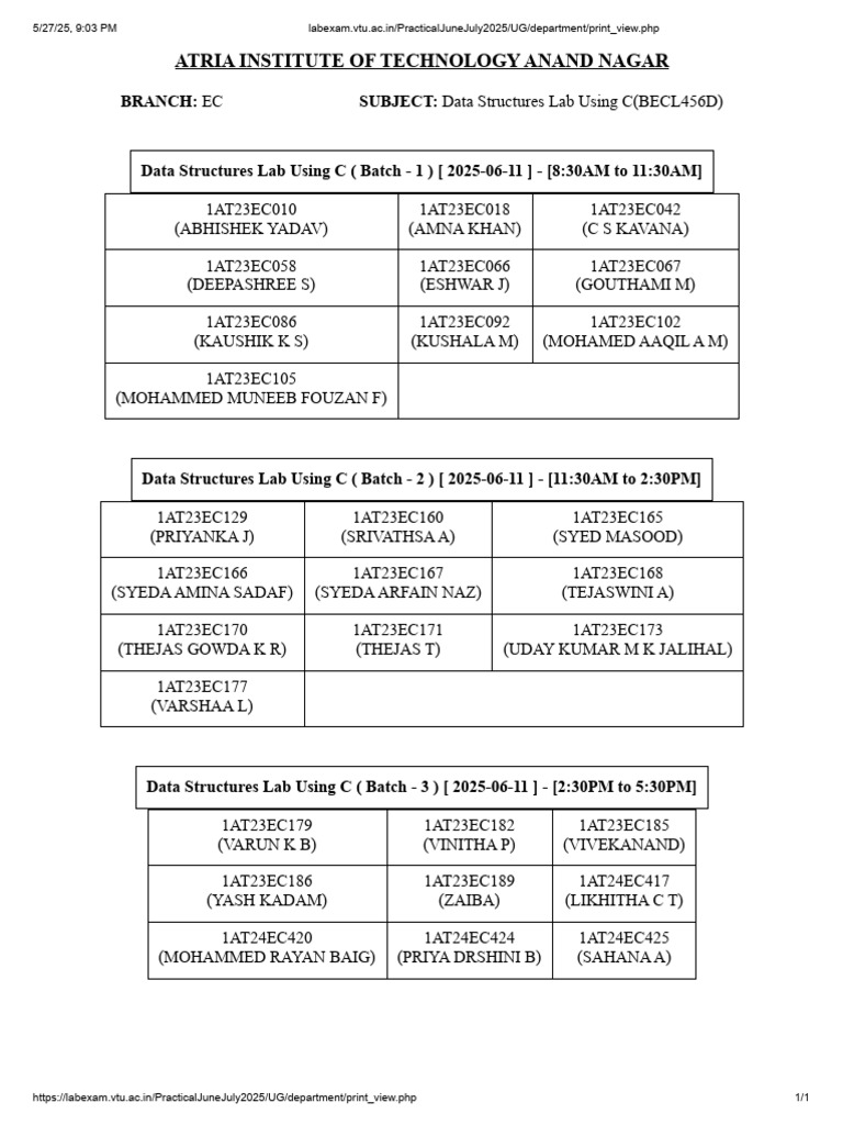 Data Structures Lab Using C (BECL456D) | PDF
