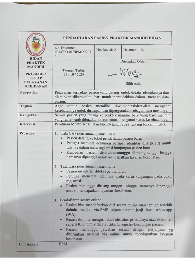 Spo Pendaftaran Pasien | PDF