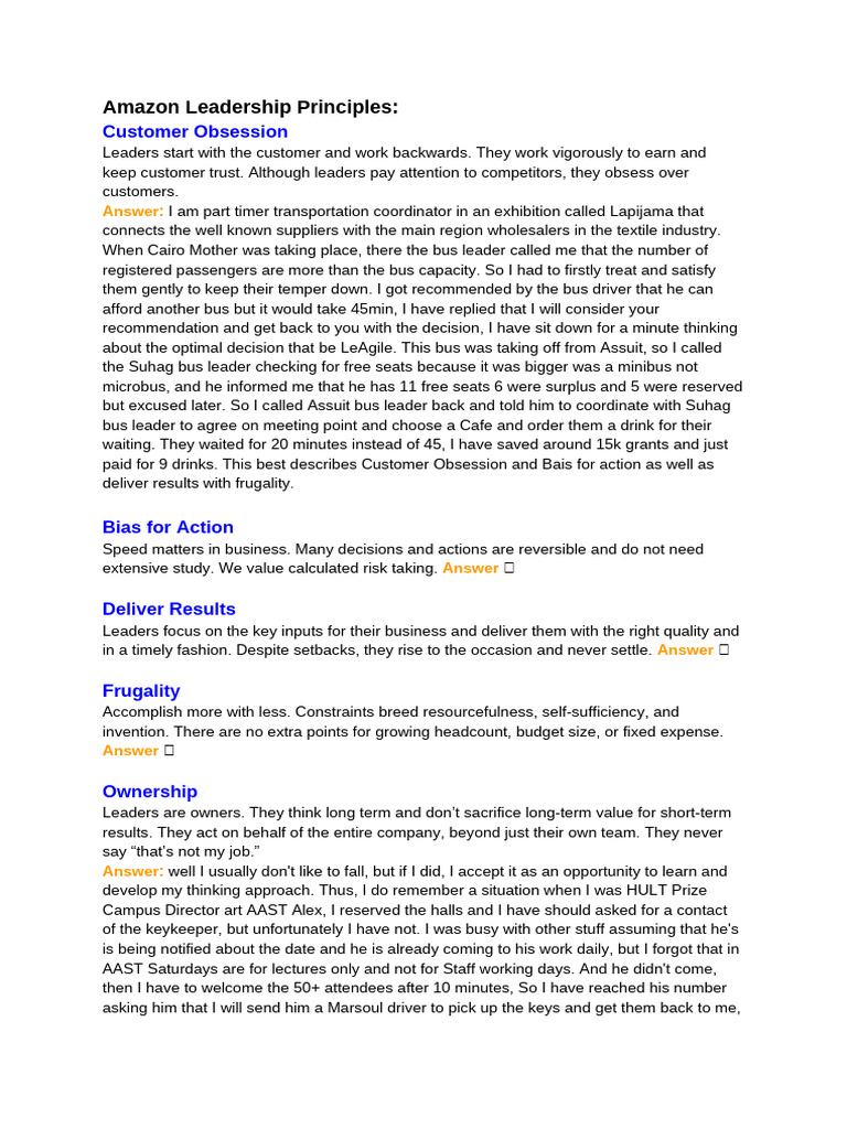 Amazon Leadership Principles | PDF