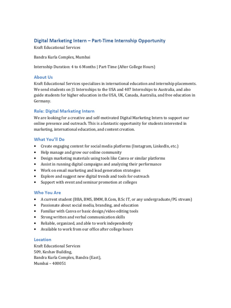 Digital Marketing Intern | PDF