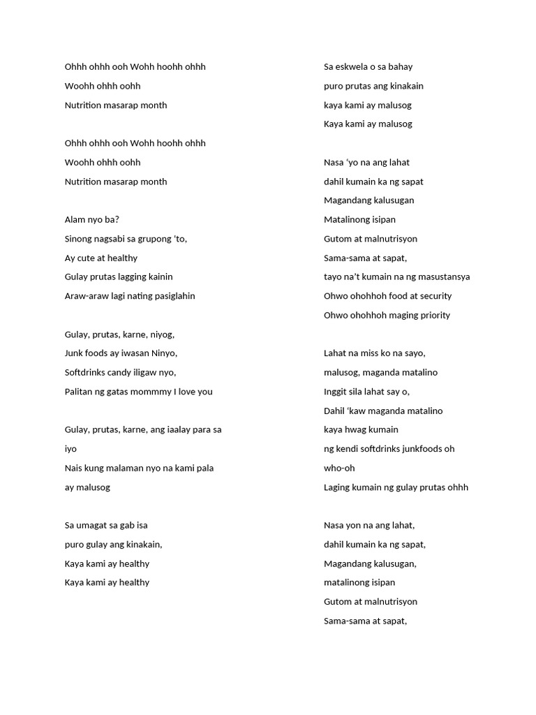 Nutri Jingle Song | PDF