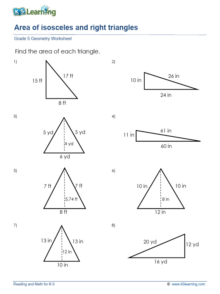 Grade 5 Triangle Area Worksheet | PDF