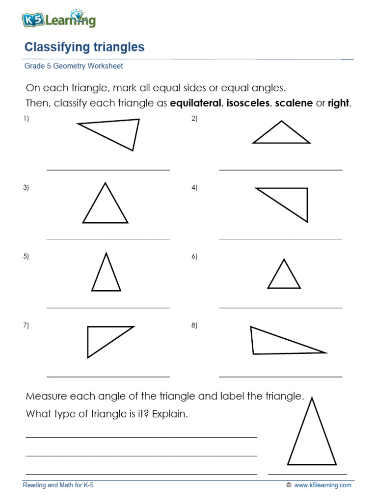 Grade 5 Geometry Classifying Triangles B | PDF