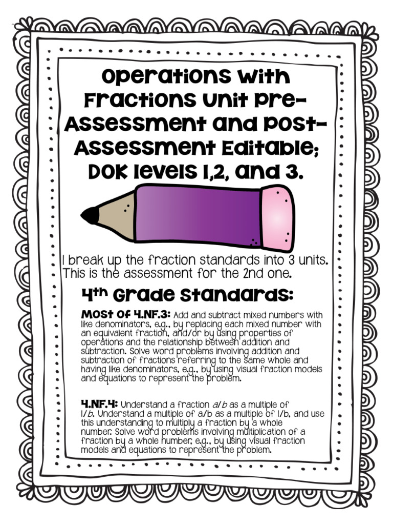 4th Grade Fraction Assessments | PDF | Elementary Mathematics | Mathematics