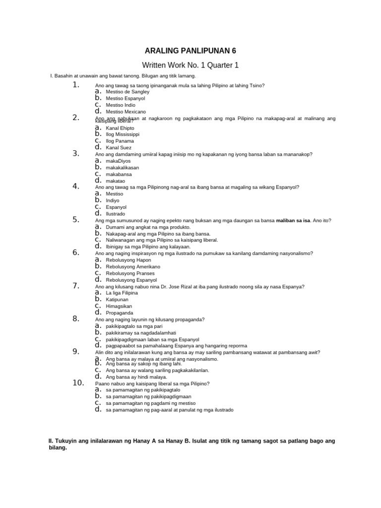 Grade 6 Summative Test in AP Modules 1-3 | PDF