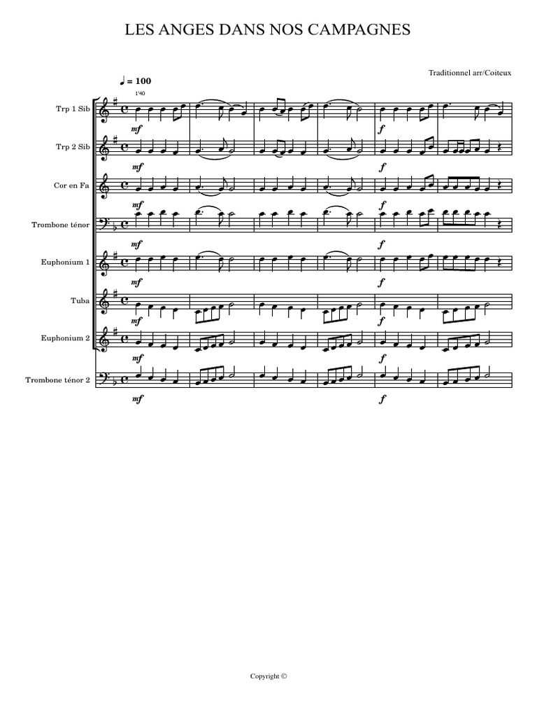 Enm Les Anges Dans Nos Campagnes | PDF | Elementary Organology | Pitch (Music)