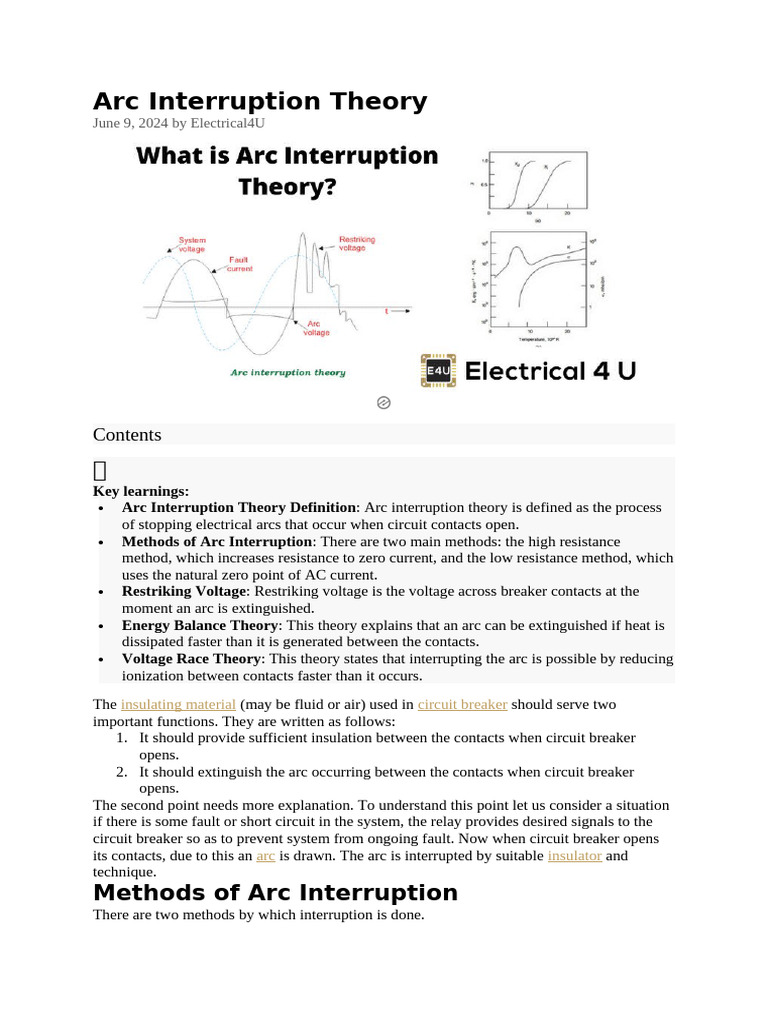 Arc Interruption Thoery | PDF | Electric Arc | Voltage