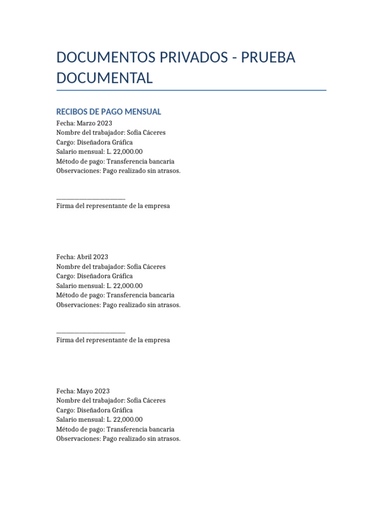 Pruebas Documentales Sofia Caceres | PDF