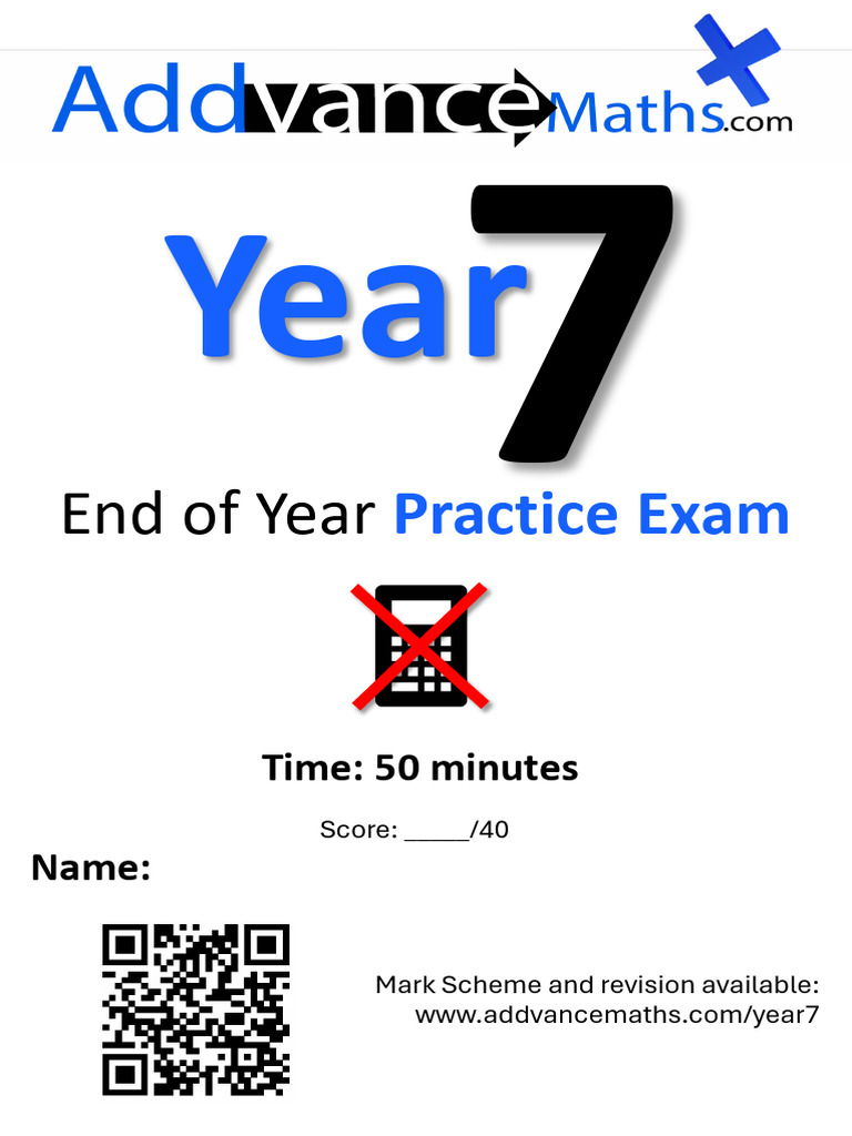 End of Year 7 Practice Exam | PDF | Elementary Mathematics | Mathematics