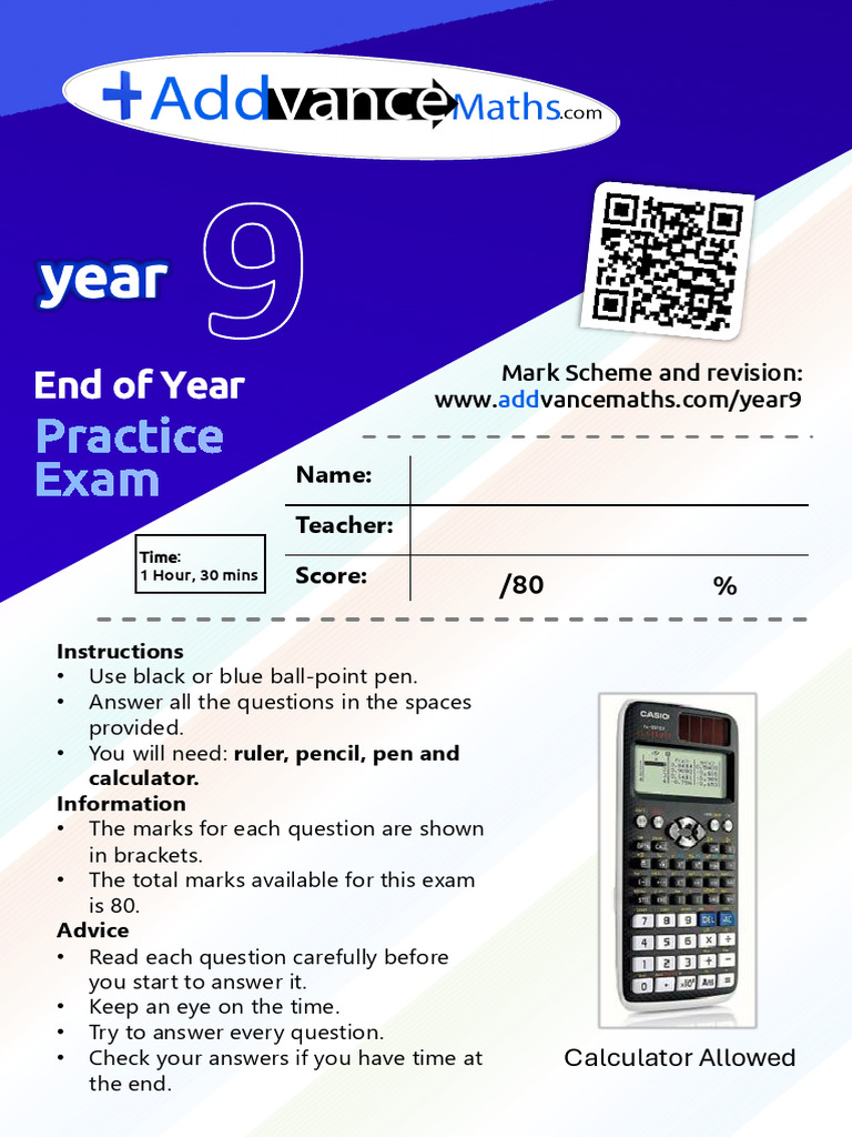 Year 9 Maths Practice Test Guide | PDF | Density | Mathematics