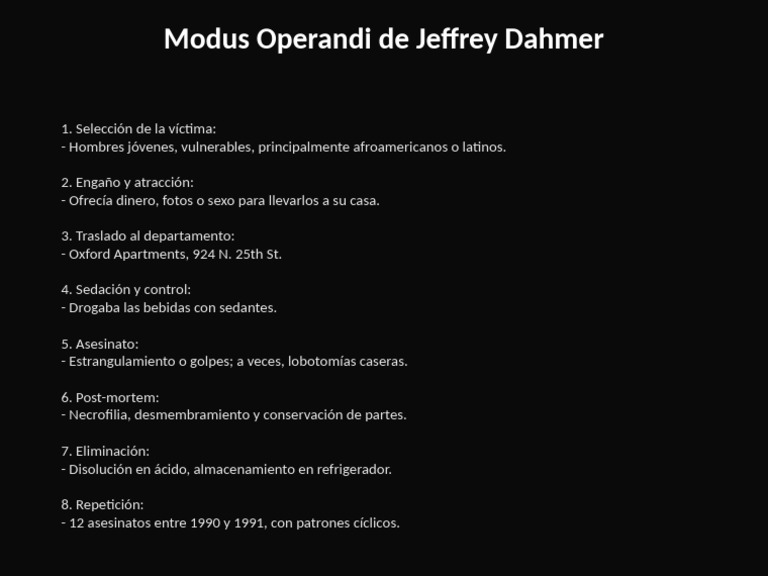 Modus Operandi Jeffrey Dahmer | PDF