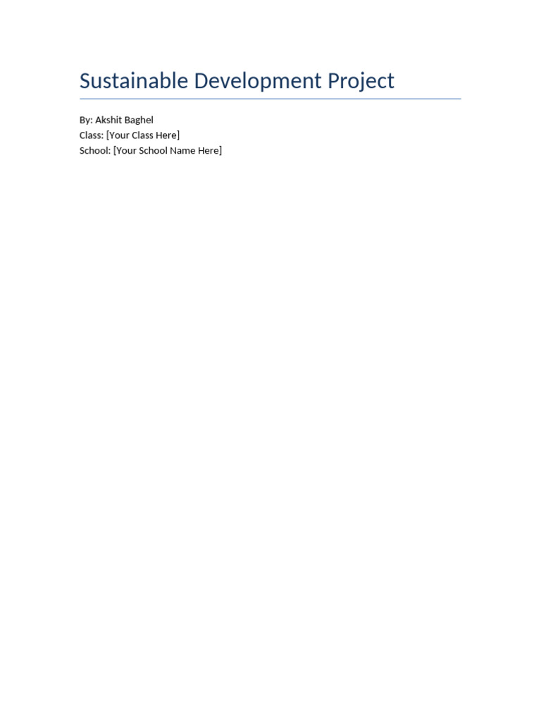 Sustainable Development Project 15 Pages | PDF | Sustainability ...