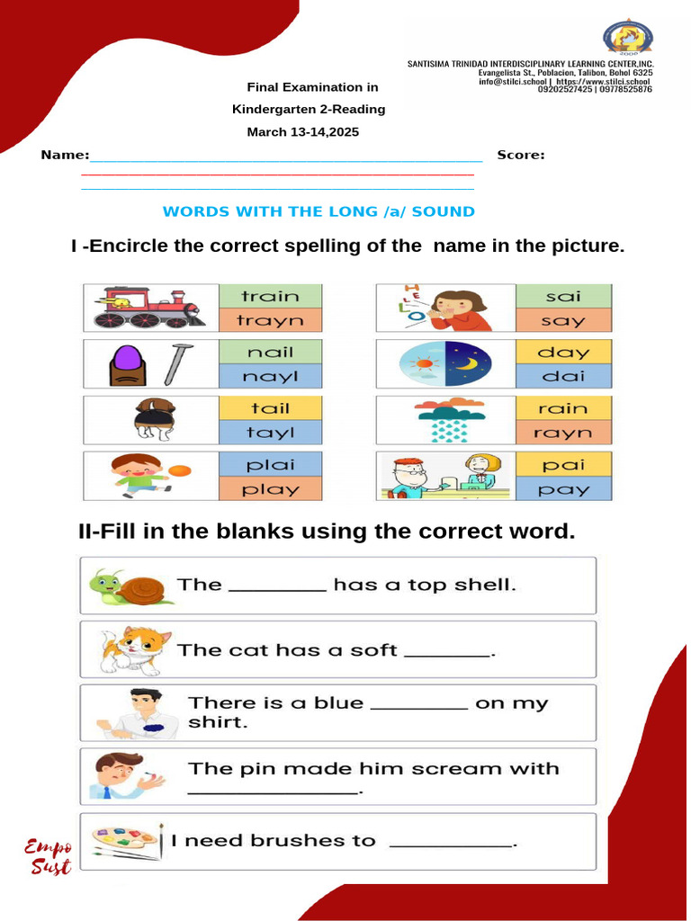 Final Examination in K2 Reading 1 | PDF