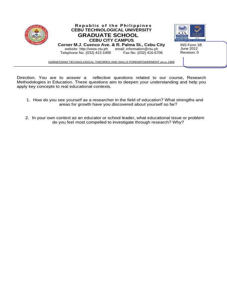 Educ 601. Reflective Journal 1 | PDF