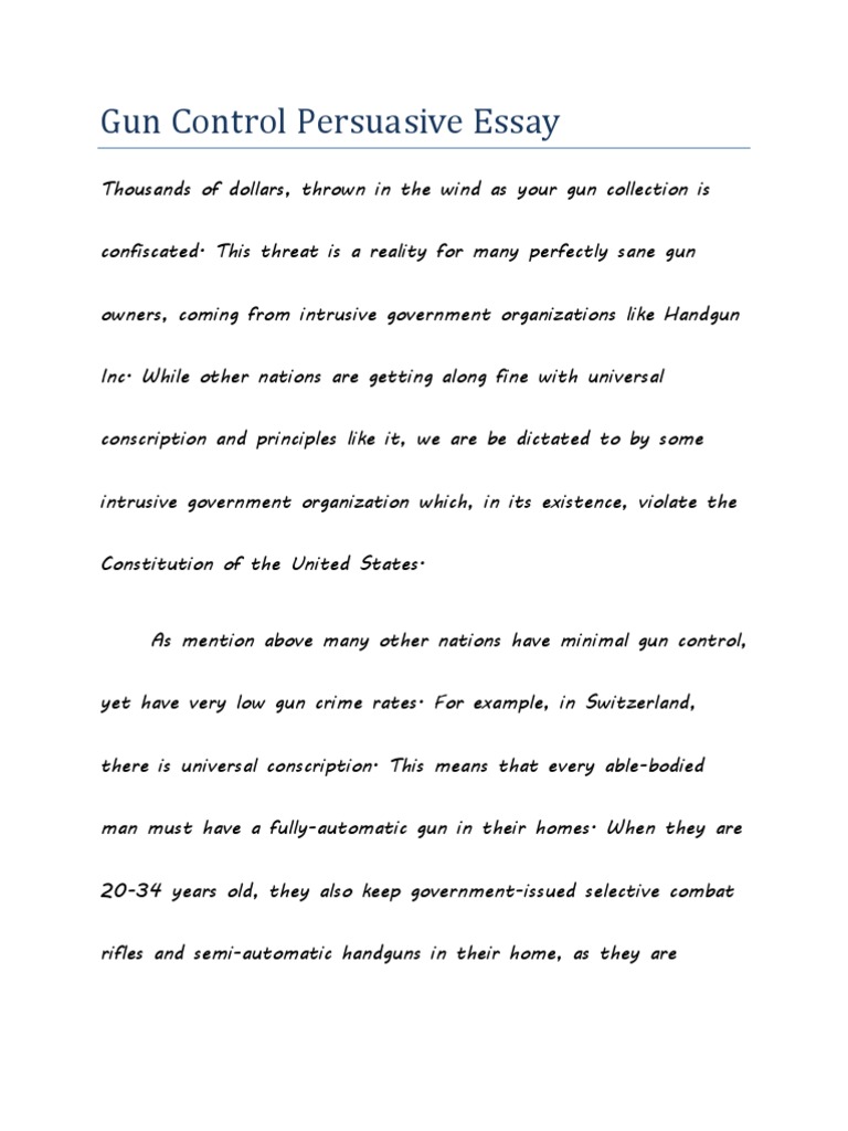 Gun Control Persuasive Essay | Overview Of Gun Laws By Nation | Gun ...
