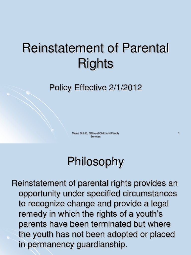 Reinstatement of Parental Rights Presentation - Maine DHHS | PDF ...