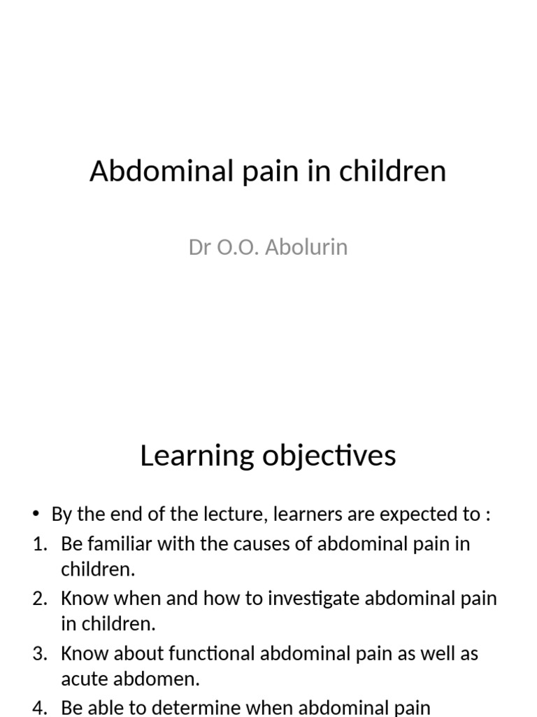 Abdominal Pain in Children | PDF | Indigestion | Symptoms And Signs