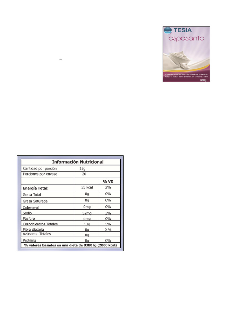 Espesante Tesia para Alimentos y Bebidas | PDF | Alimentos