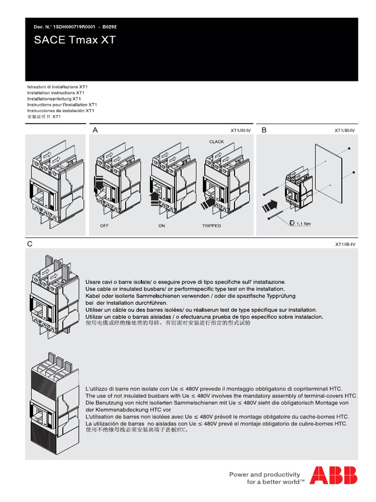 ABB - Disjuntor 63A - XT1B 160 63 - Instruction Sheet | PDF