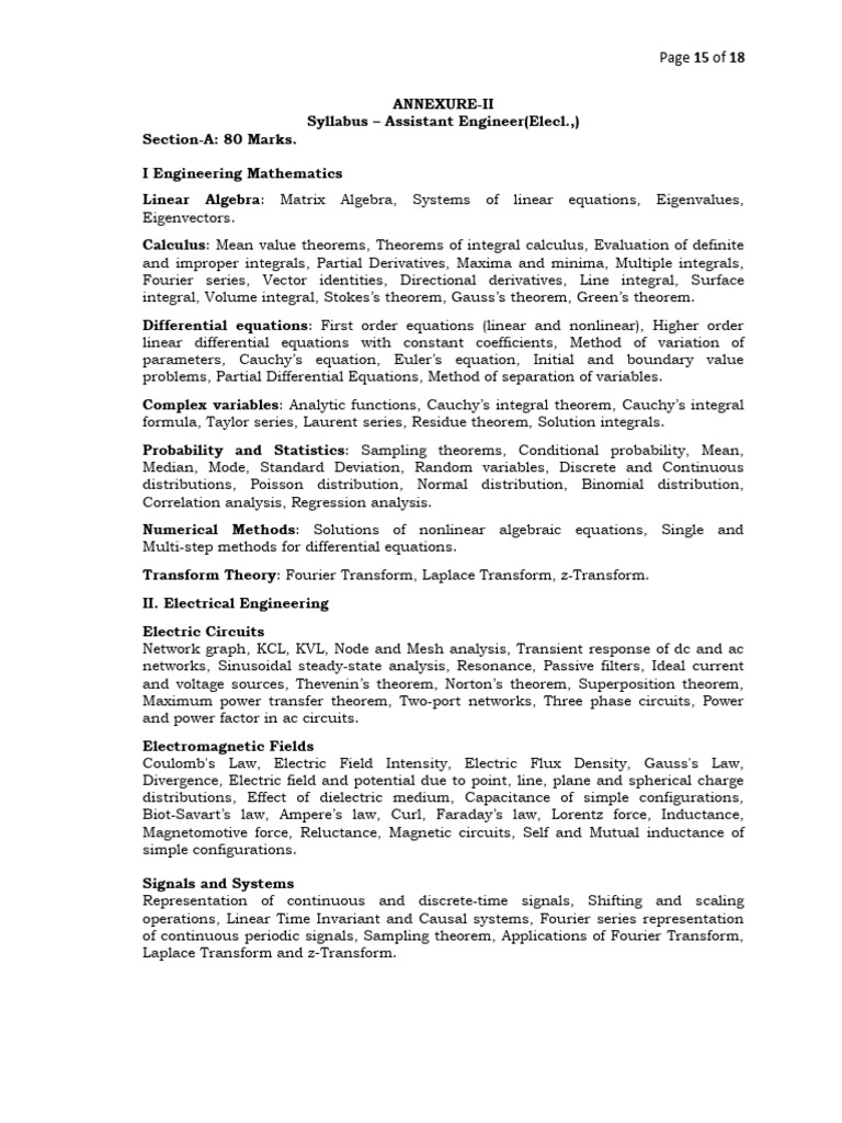 Ae Transco 2018 Syllabus | PDF | Integral | Mathematical Analysis