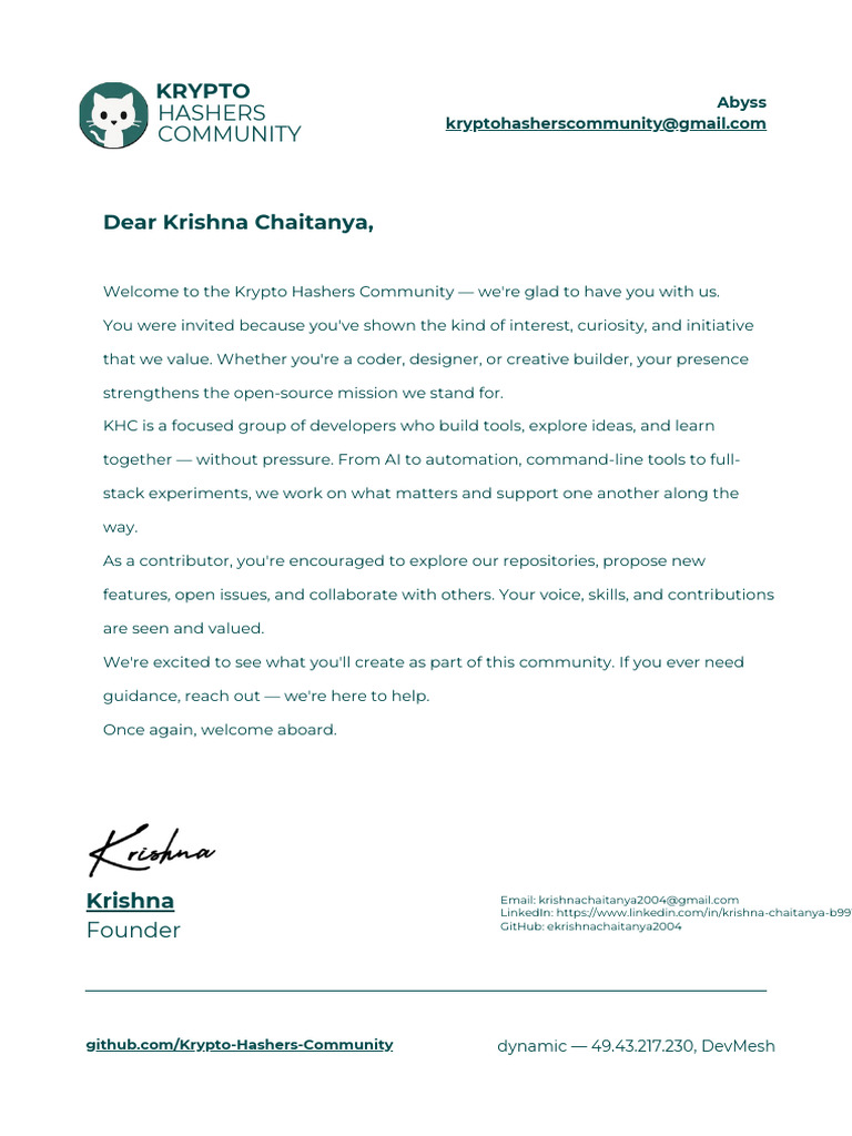 KHC Welcome Krishna Chaitanya | PDF