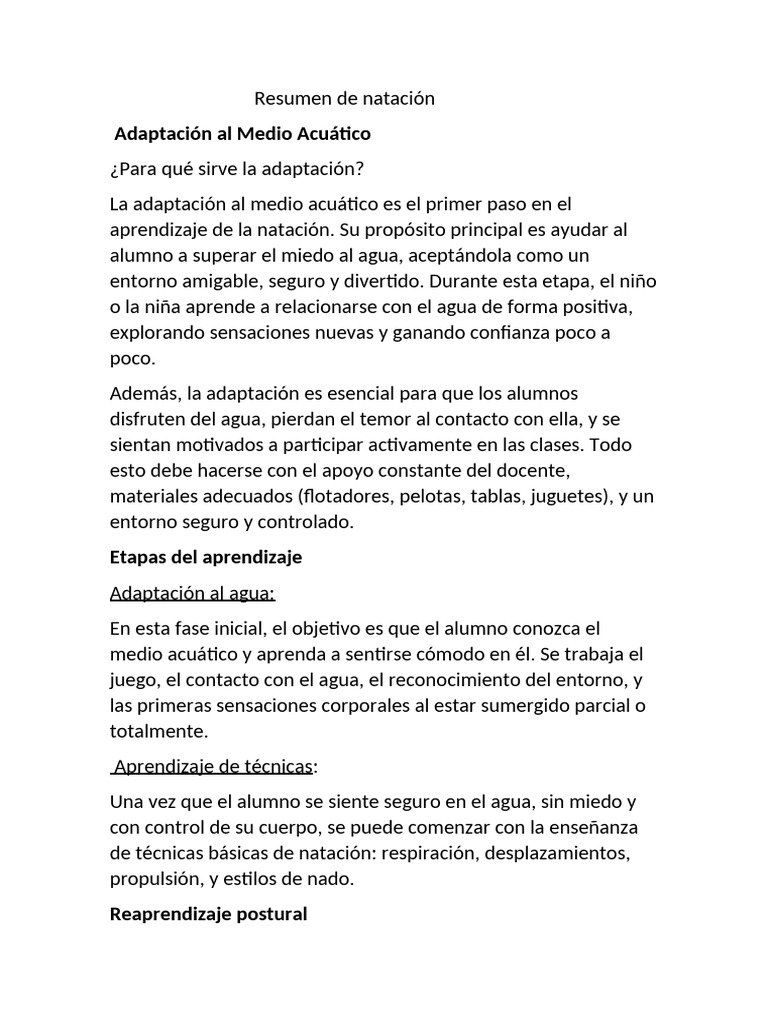 Resumen de Natación | PDF | Nadando | Hombro