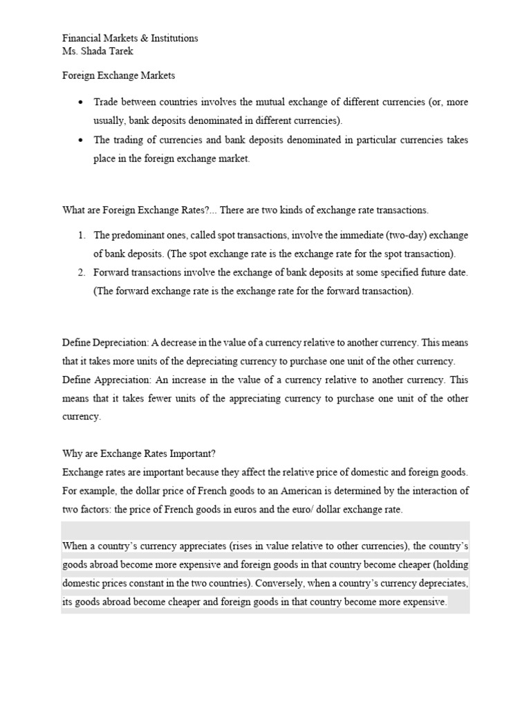 Understanding Foreign Exchange Rates | PDF | Exchange Rate | Currency ...