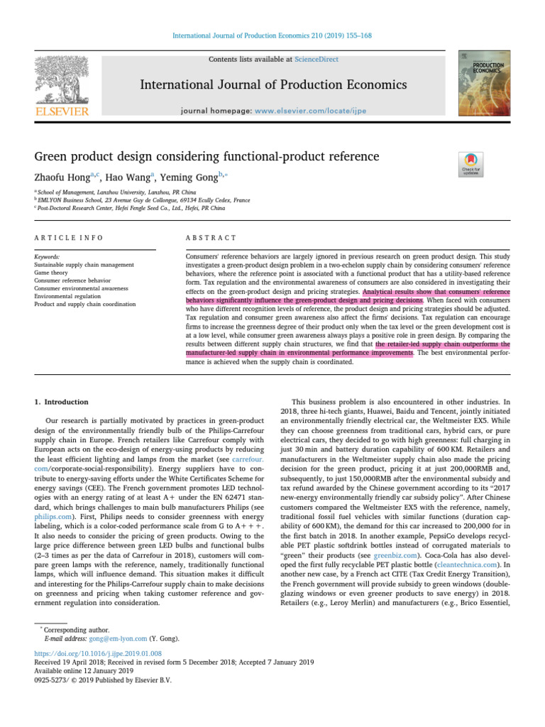 2 3 IJPEn19.Green Product Functional-Product Reference | PDF | Pricing ...