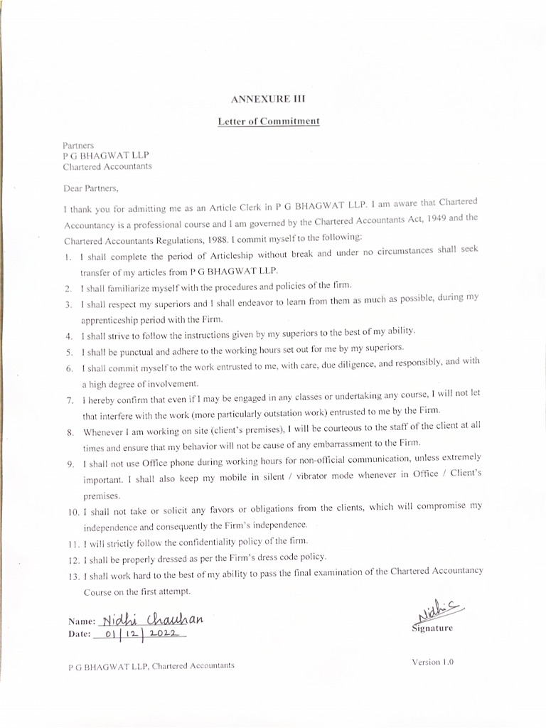 Letter of Commitment | PDF