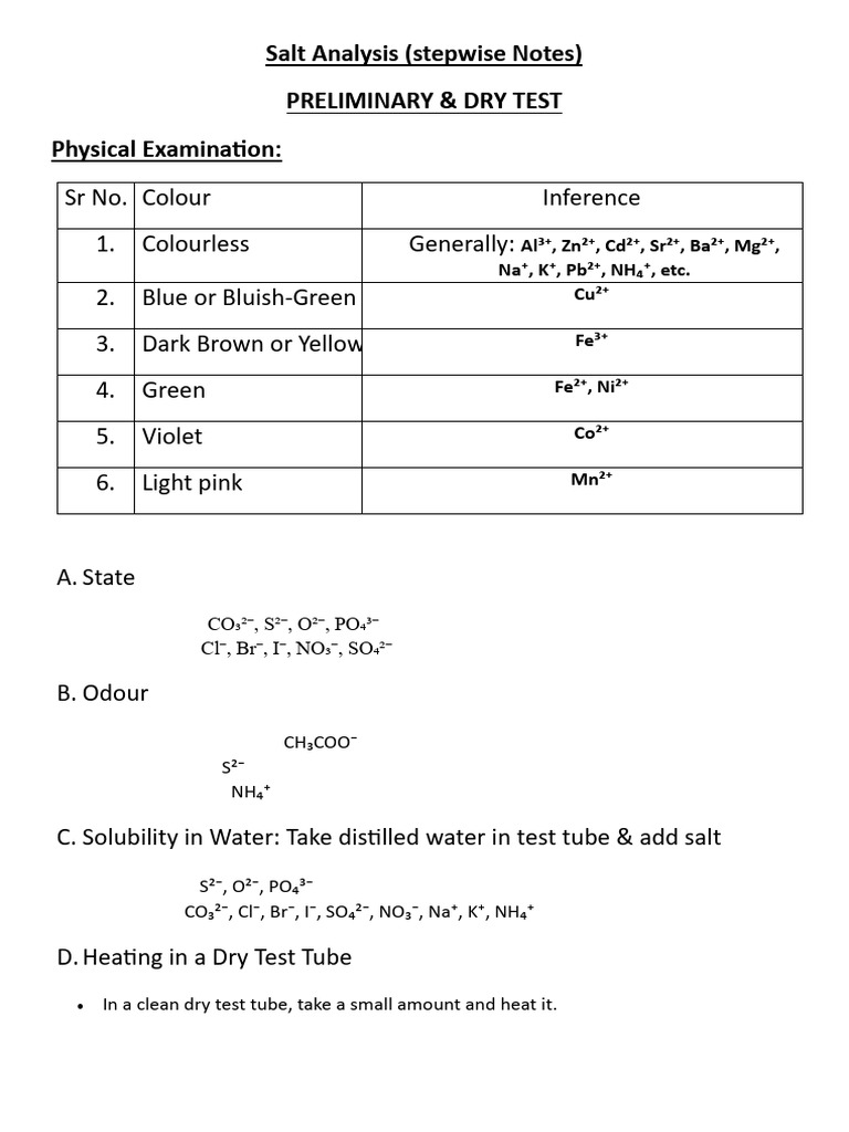 Acidic and Basic Radical Tests | PDF | Sulfuric Acid | Salt (Chemistry)