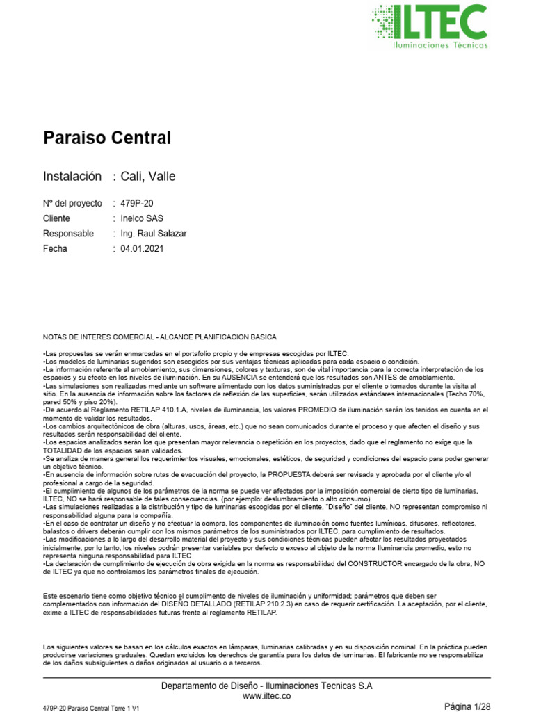 479P-20 Paraiso Central Torre 1 V1 Reporte | PDF | Encendiendo | Diodo emisor de luz