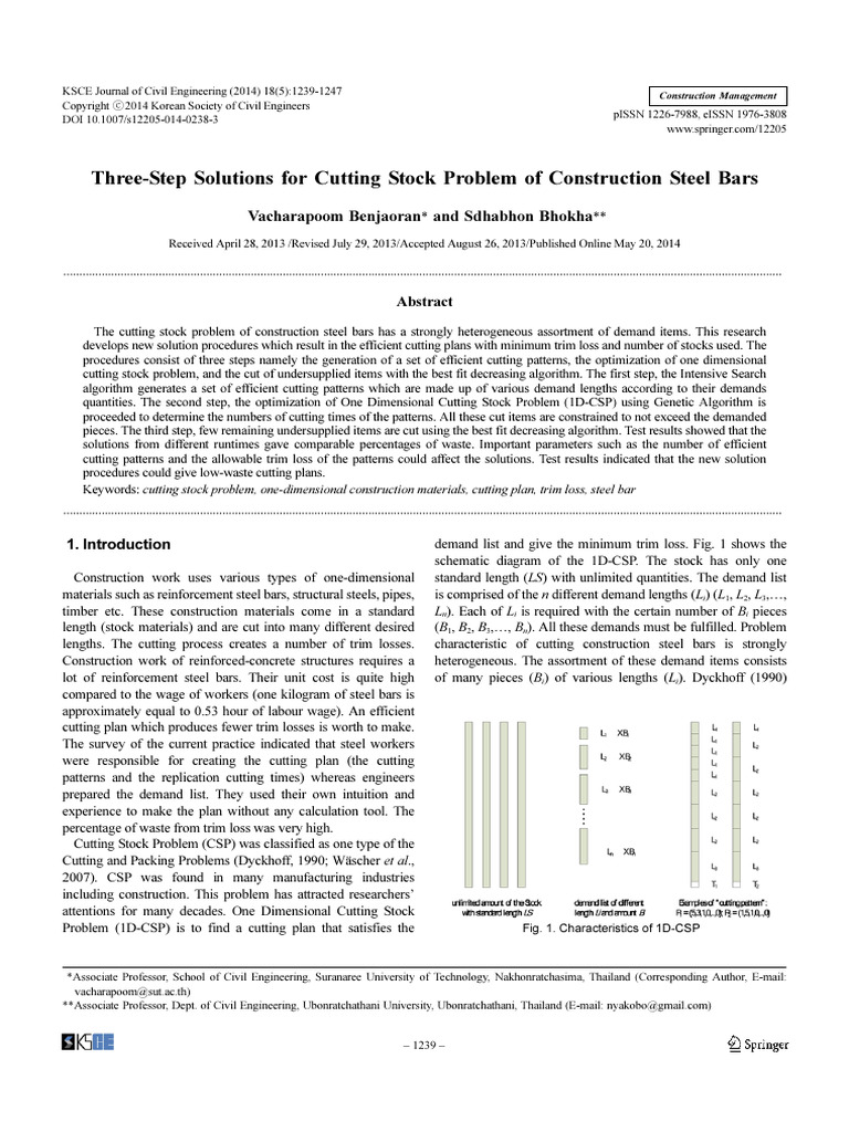 1. Three-Step Solutions for Cutting Stock Problem of Construction Steel Bars | PDF ...