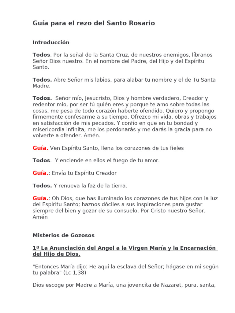 Guía para El Rezo Del Santo Rosario | PDF | María, madre de Jesús ...