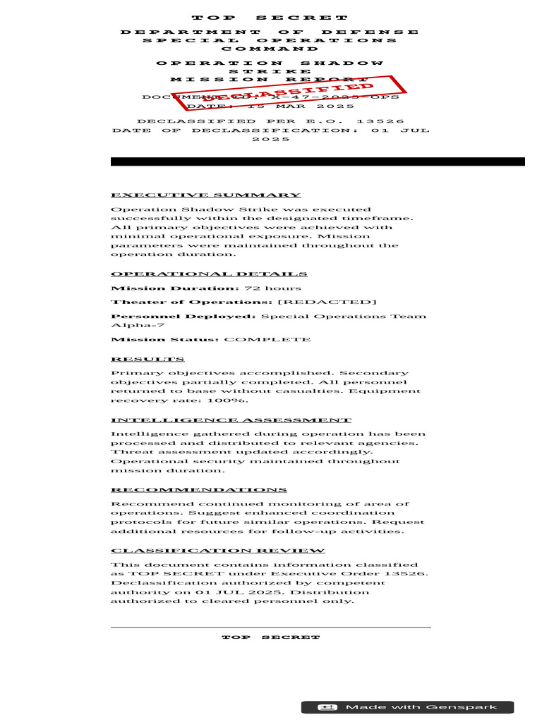 Operation Shadow Strike Mission Report | PDF